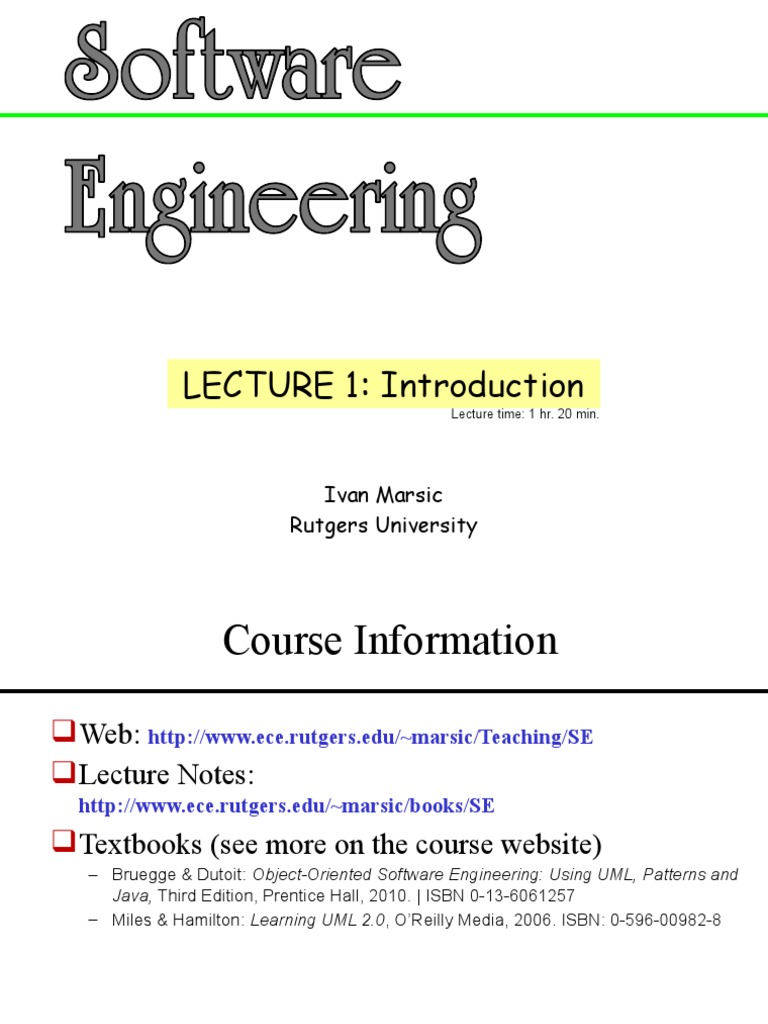 LECTURE 1: Introduction: Ivan Marsic Rutgers University | PDF | Automated Teller Machine | Agile ...