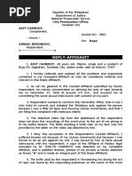 Reply Affidavit Sample | PDF | Criminal Justice | Crime & Violence