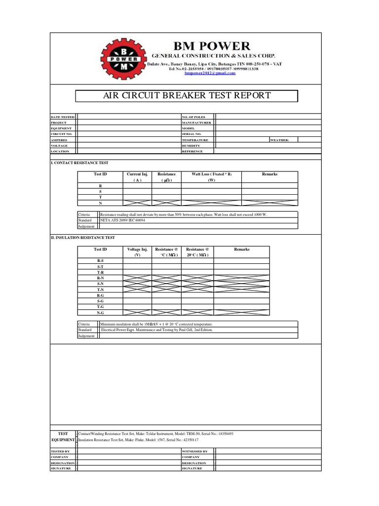 LVSG Inspection and Test Form | PDF | Electrical Wiring | Manufactured ...