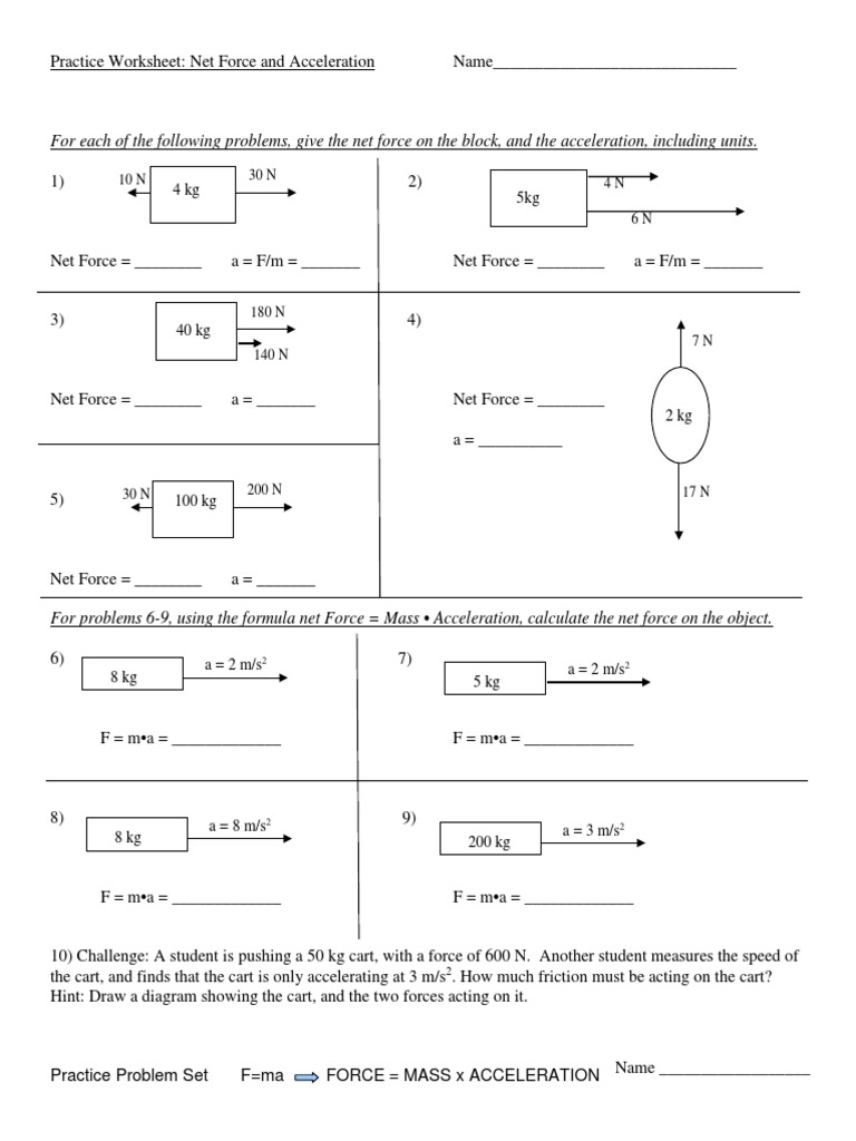 Worksheet Forcesnn | PDF | Force | Mass