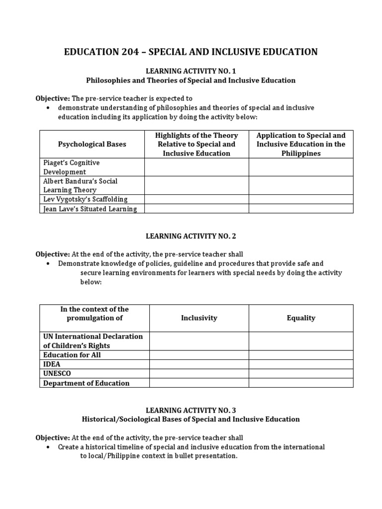 Education 204 - Special and Inclusive Education | PDF | Intellectual ...