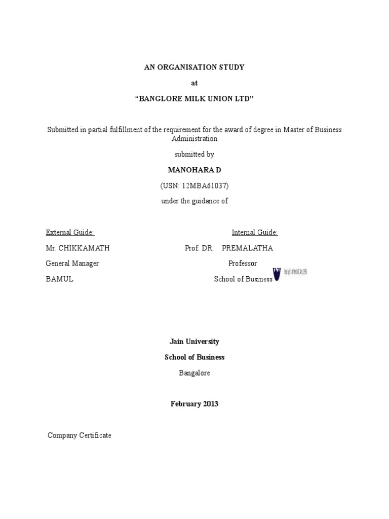 Organizational Study of Bamul | PDF | Milk | Employment