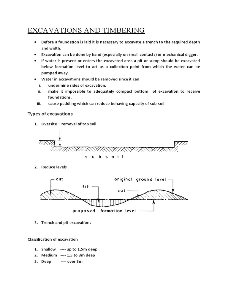Excavations and Timbering | PDF | Soil | Deep Foundation