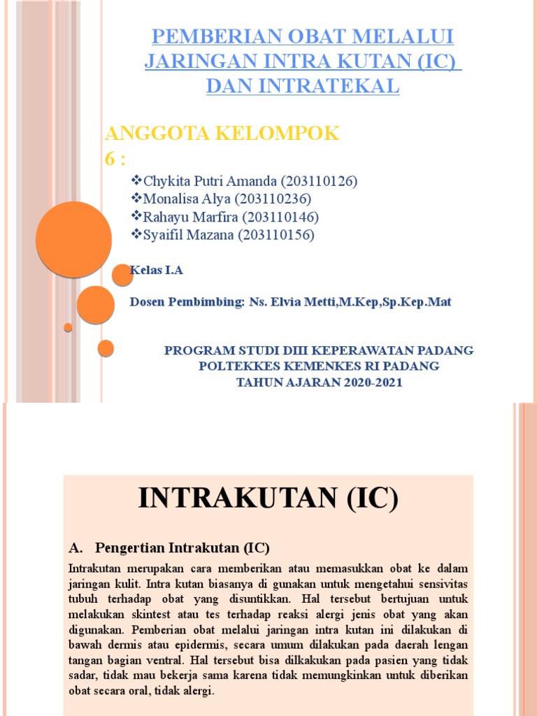 Kel.6 - INTRA KUTAN (IC) DAN INTRATEKAL | PDF