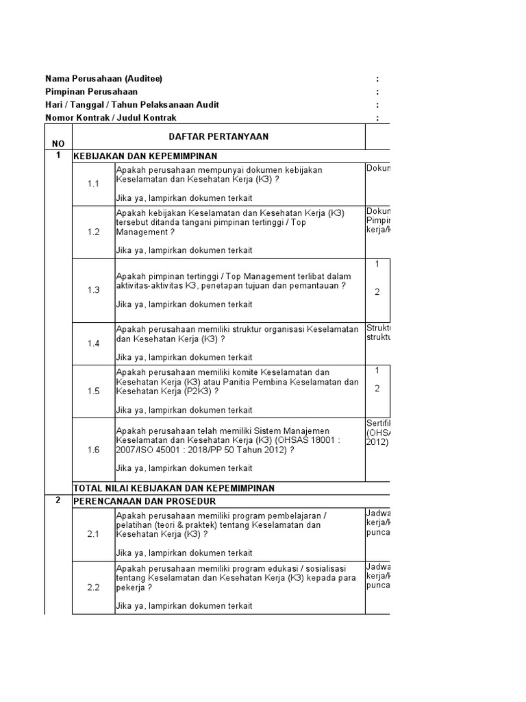 Form Assesment k3 | PDF