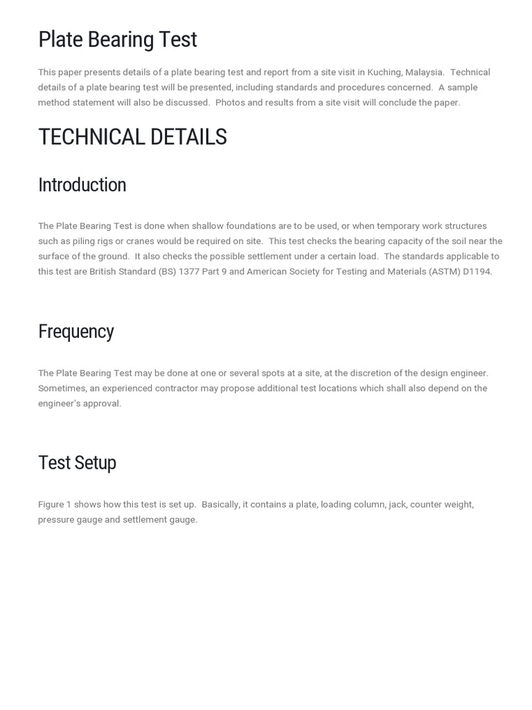Plate Bearing Test | PDF | Deep Foundation | Pressure