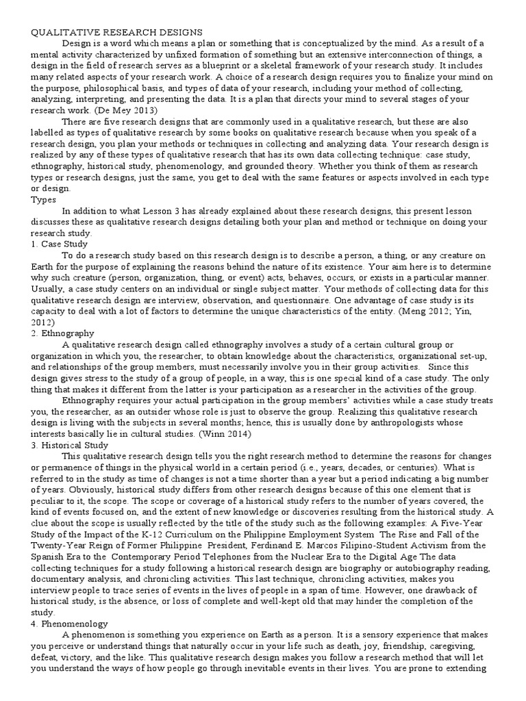 Qualitative Research Designs | PDF | Qualitative Research | Ethnography