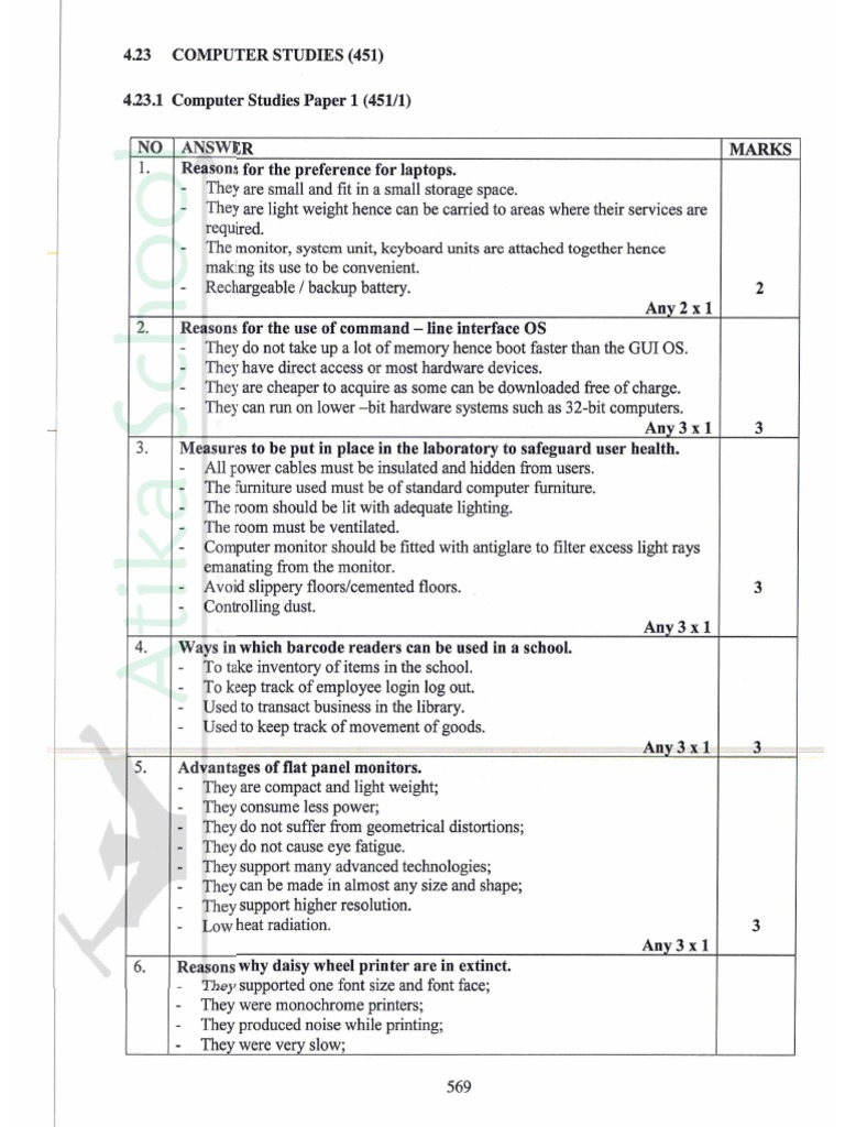 2018-Kcse 2018 Computer Studies Paper 1 Ms | PDF