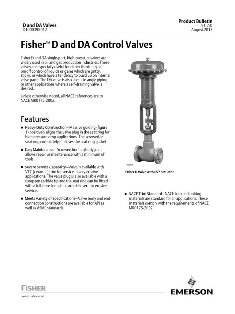 0047 - 617 - D100039X012 - IFI - Fisher D and DA Control Valves | PDF ...