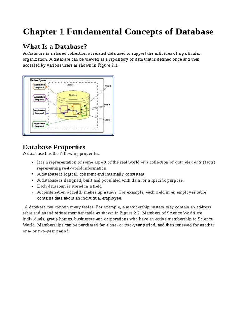 Chapter 1 Fundamental Concepts of Database: What Is A Database? | PDF | System | Databases