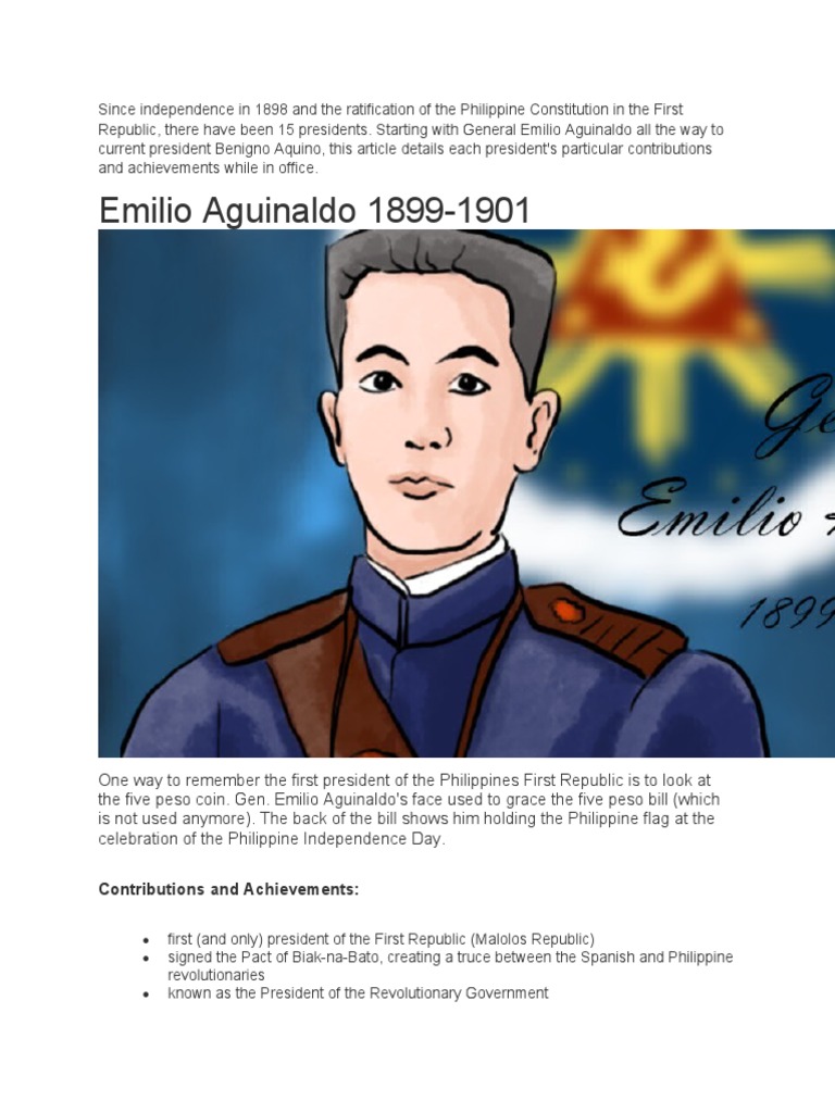 Emilio Aguinaldo 1899-1901: Contributions and Achievements | PDF ...