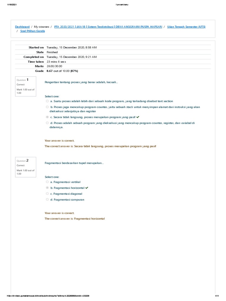 Soal Pilihan Ganda - Attempt Review | PDF