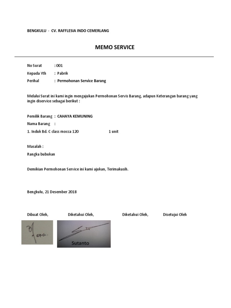 Formulir Pengajuan Service | PDF