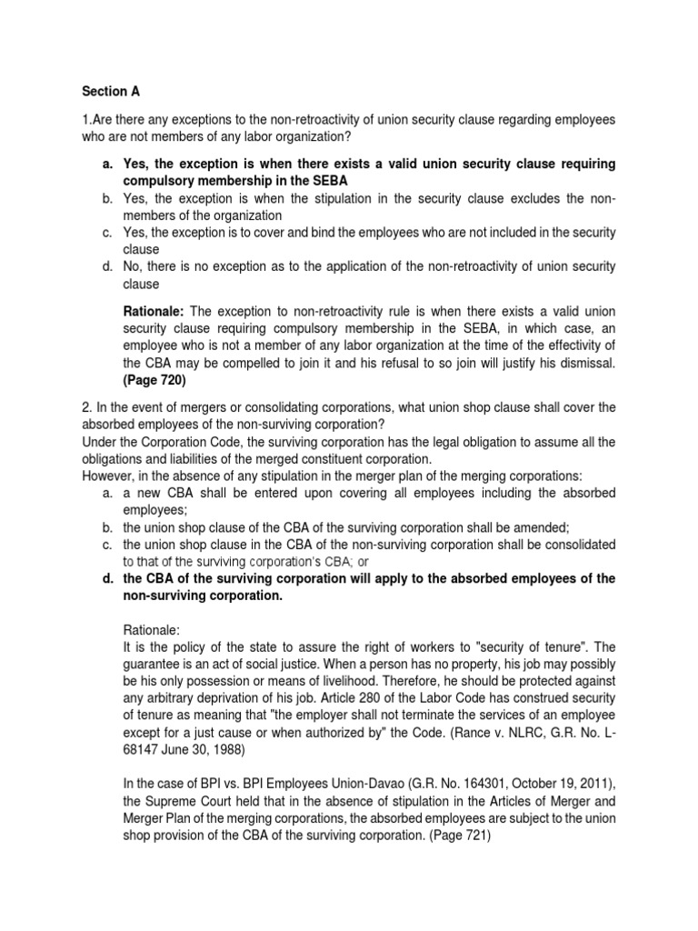 Understanding exceptions to non-retroactivity of union security clauses ...