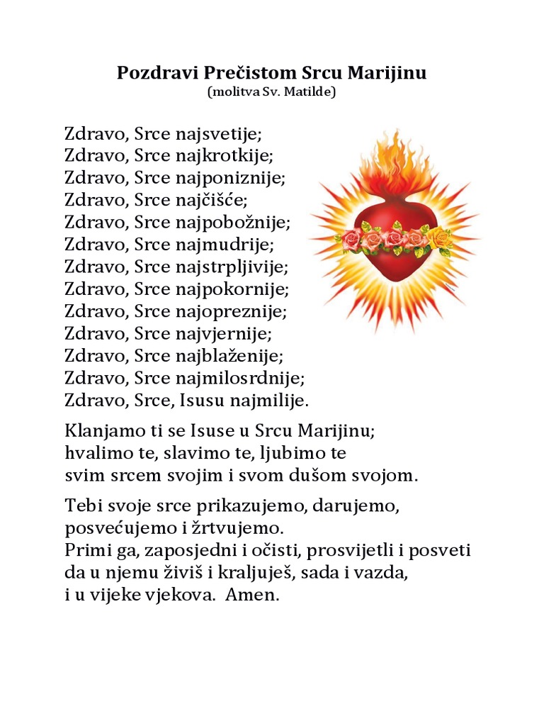Pozdravi Precistom Srcu Marijinu | PDF