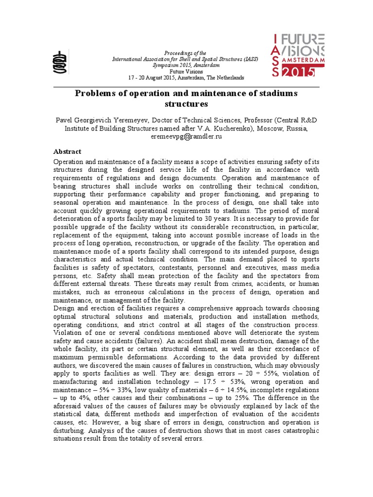 Stadium Structure Operation & Safety Issues | PDF | Safety | Business