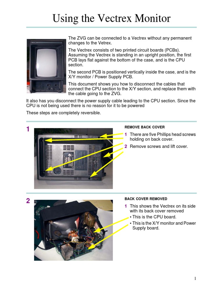 Using The Vectrex Monitor: Remove Back Cover | PDF | Electrical ...