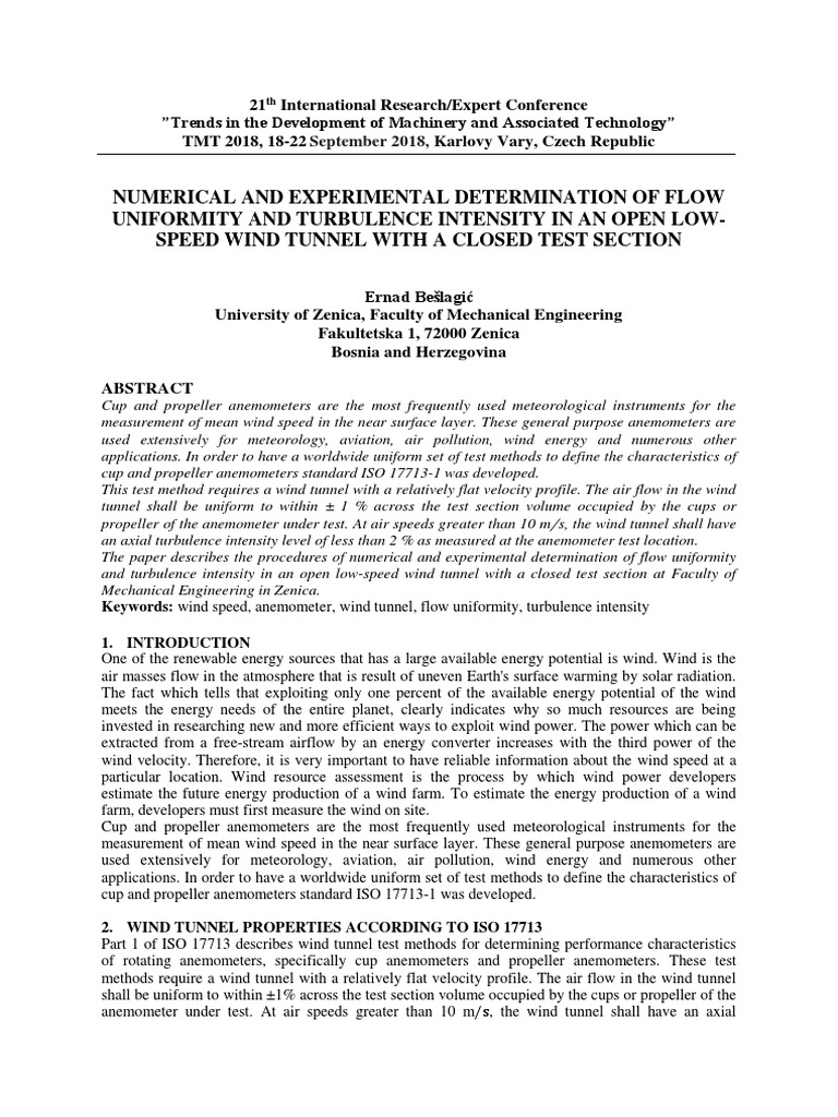 Flow Uniformity in Wind Tunnel Testing | PDF | Wind Tunnel | Wound