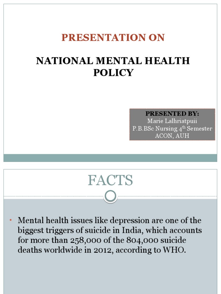 Presentation On National Mental Health Policy | PDF | Psychiatry ...