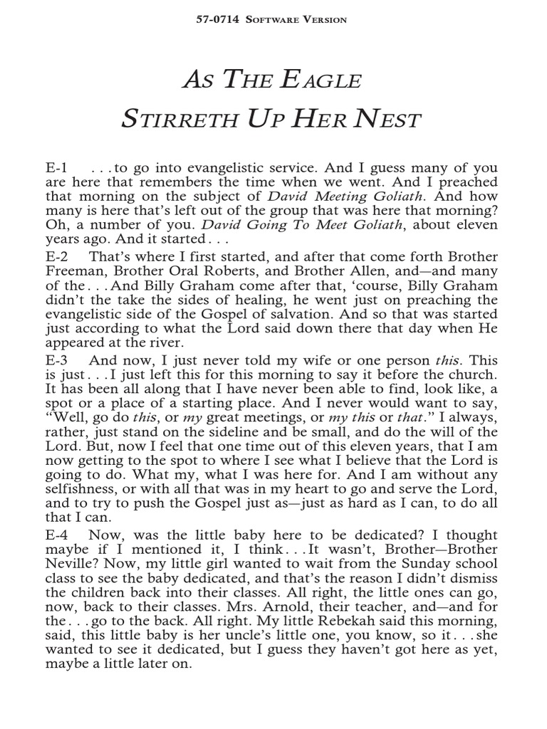 57-0714 As The Eagle Stirreth Up Her Nest VGR | PDF | Chicken ...