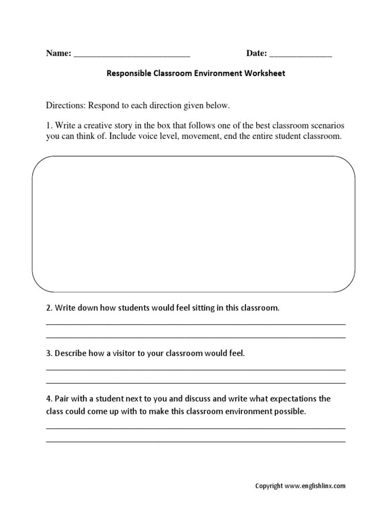 Creating a Positive Learning Environment: A Worksheet for Establishing ...