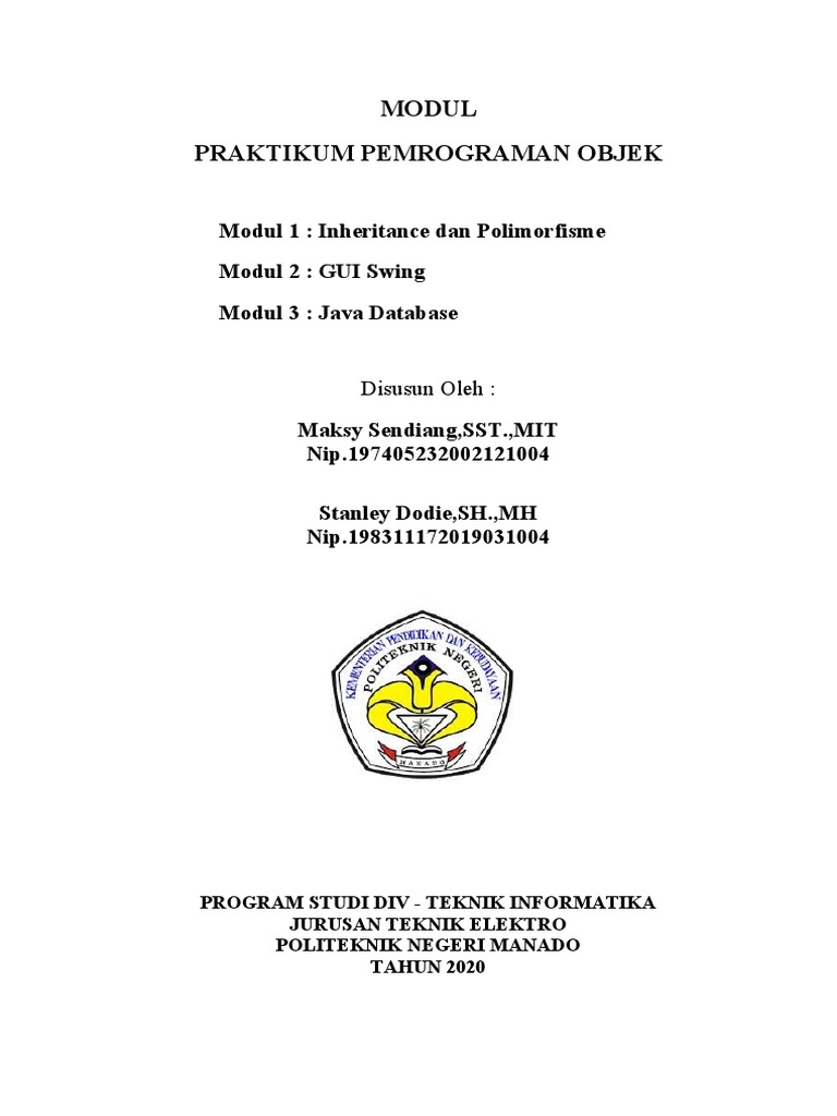 Modul Praktikum Pemrograman Objek | PDF
