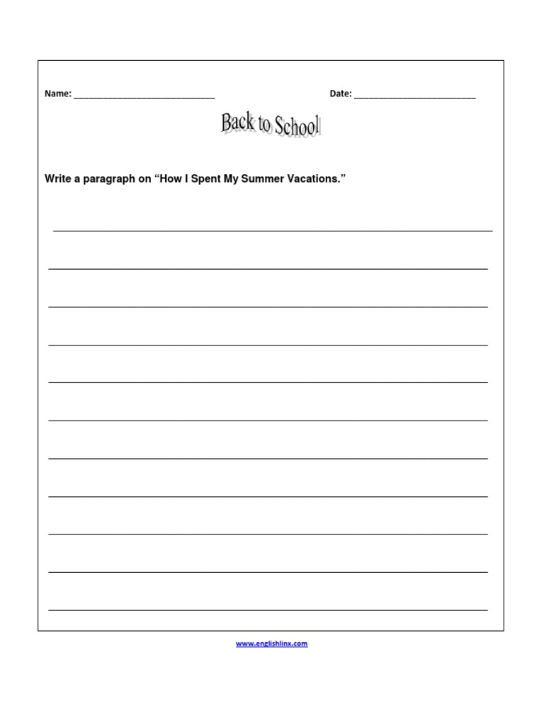 Write Paragraph Back To School Worksheet | PDF | Finance & Money ...