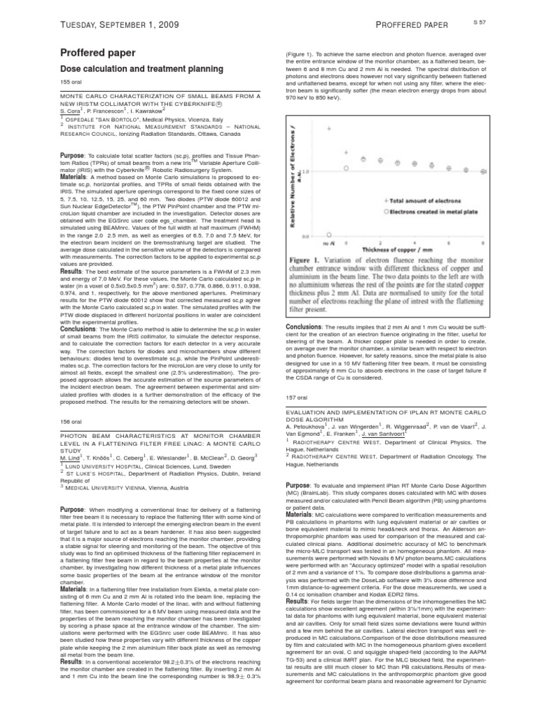 Proffered Paper: Dose Calculation and Treatment Planning | PDF ...