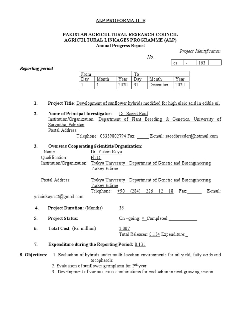 Alp Proforma 2020 | Download Free PDF | Plant Breeding | Quantitative ...