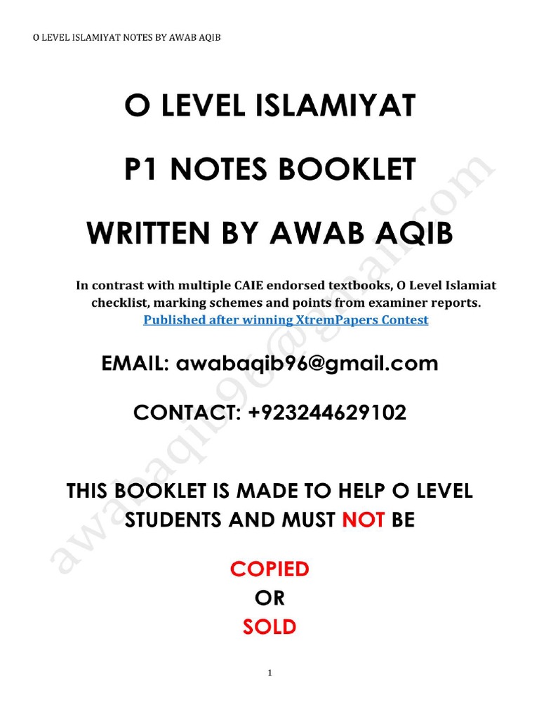 Islamiat 2058 All Book P1 Combined Notes | PDF | Muhammad | God In Islam