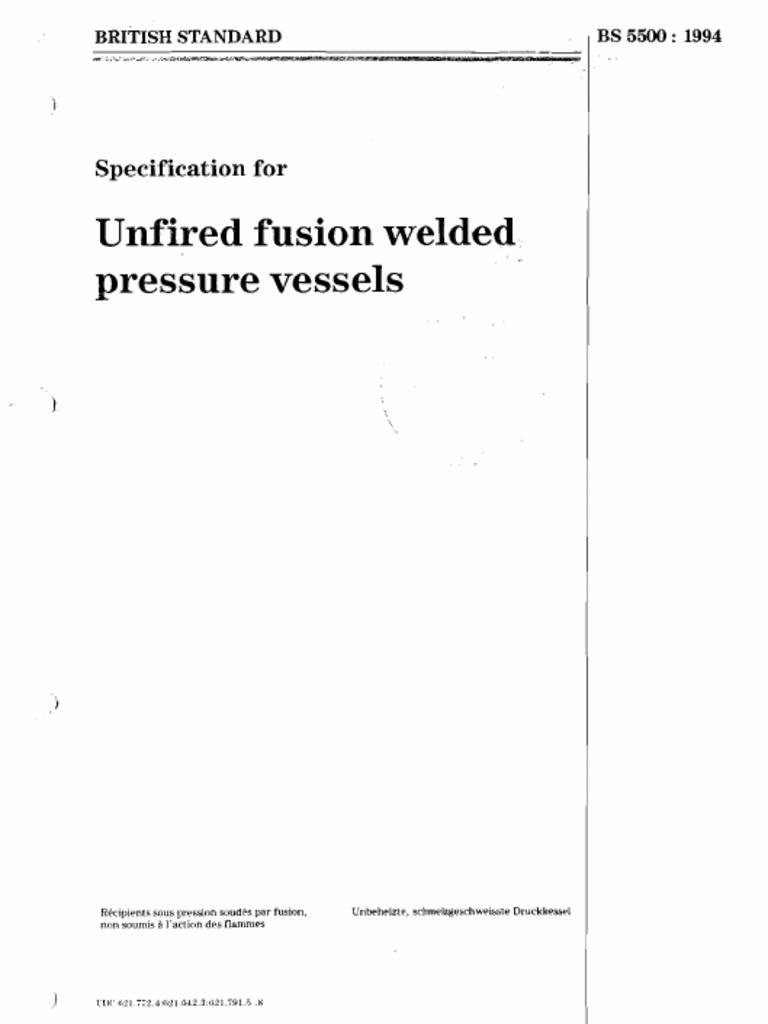 BS 5500: Unfired Pressure Vessels | PDF | Welding | Construction