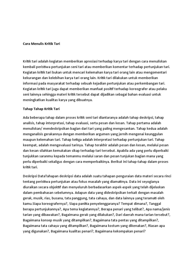Cara Menulis Kritik Seni Tari | PDF | Seni