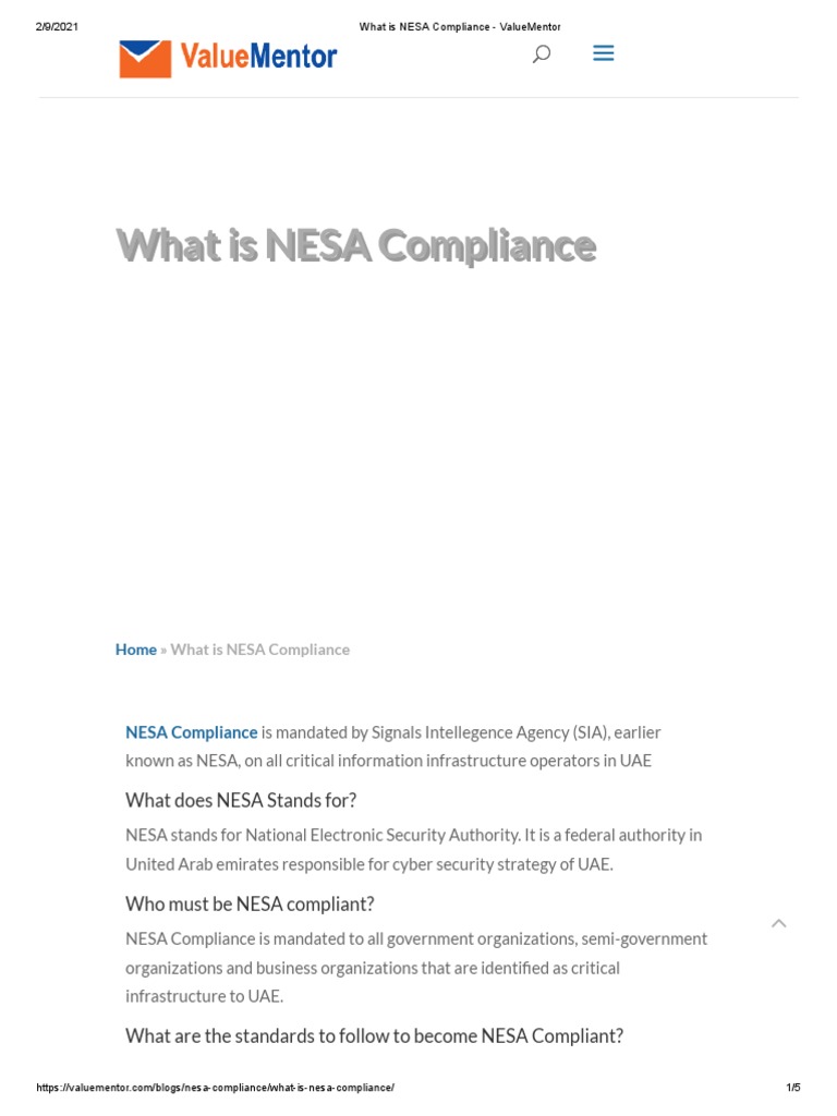 What Is NESA Compliance - ValueMentor | PDF | Payment Card Industry ...