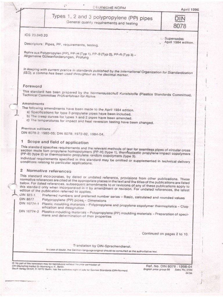 DIN Standards 8078 | PDF | Materials | Building Engineering