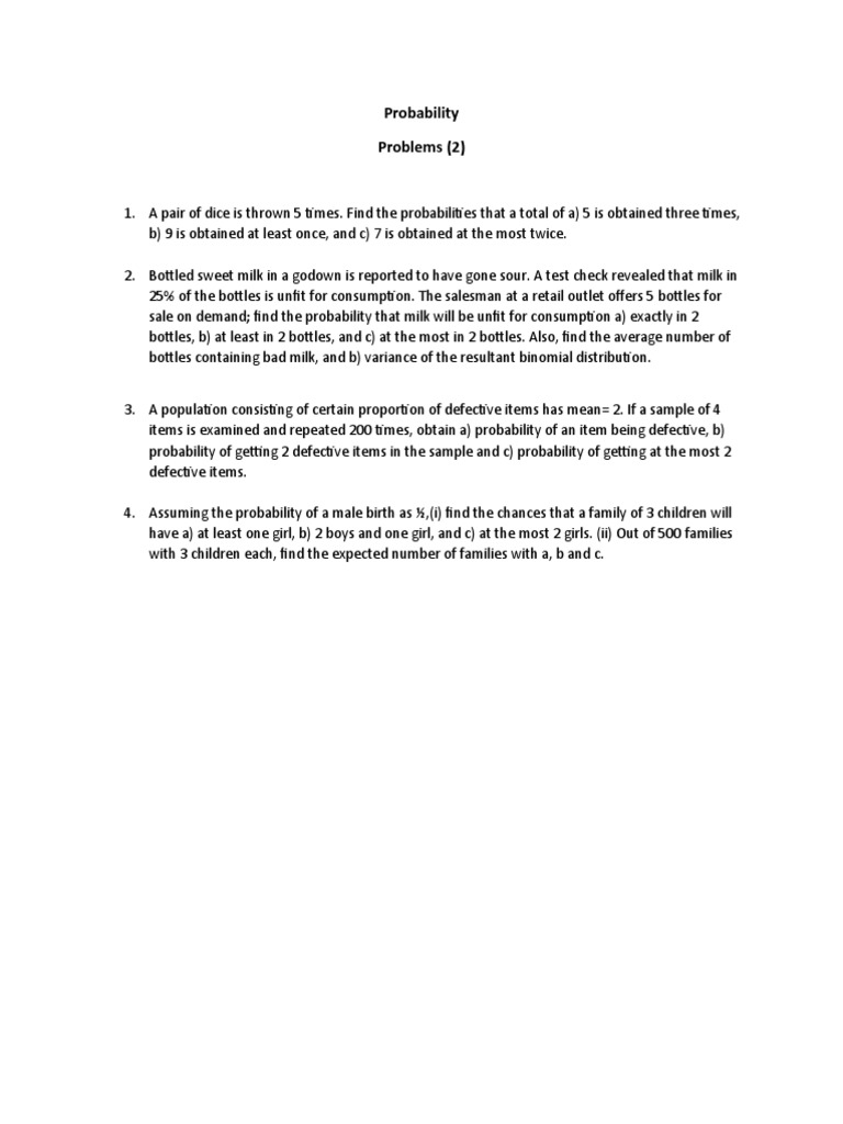 Probability Problems and Solutions | PDF