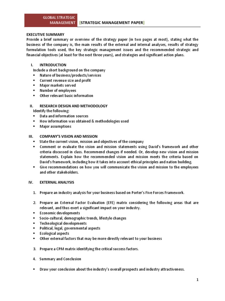 Strat Paper Format | Download Free PDF | Strategic Management | Evaluation