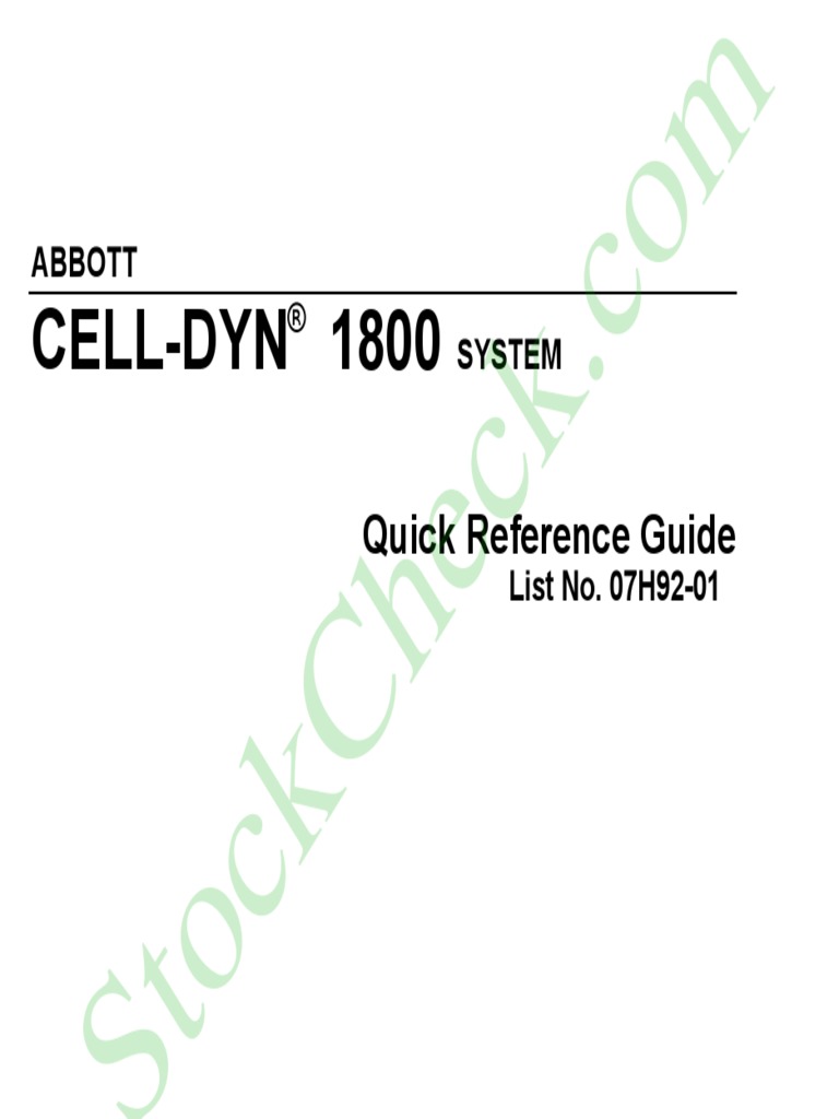 Abbott Cell-Dyn 1800 Hermatology Analyzer Manual1 1530916759 | PDF ...