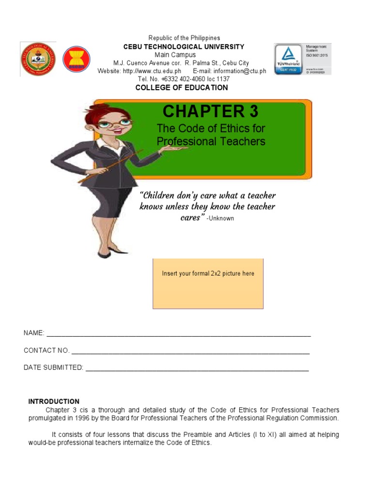 Code of Ethics for Professional Teachers | PDF | Teachers | Preschool