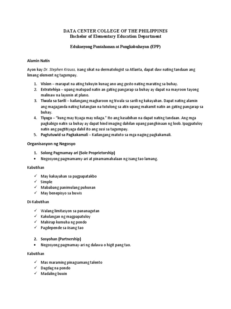 Alamin Natin EPP | PDF