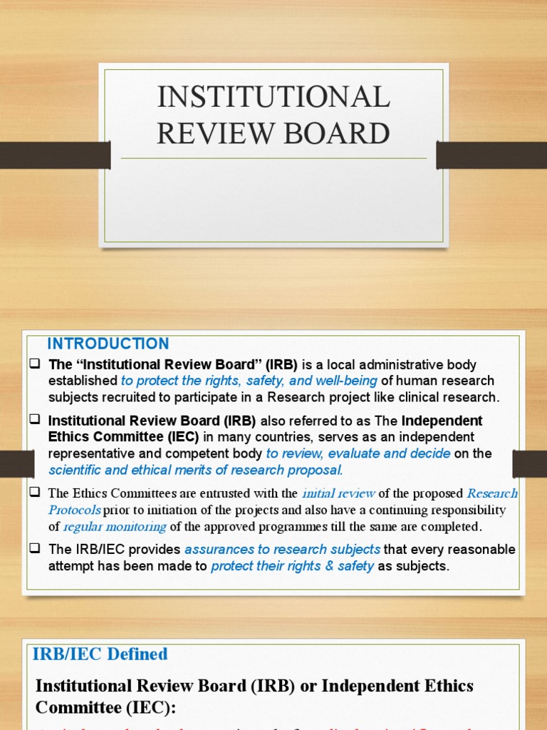 IRB - Institutional Review Board | PDF | Institutional Review Board | Clinical Trial