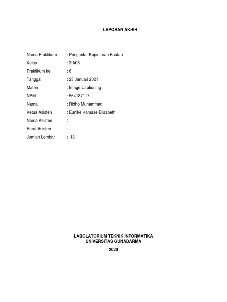 Laporan Akhir 6 Lab PKB Ti Gunadarma | PDF