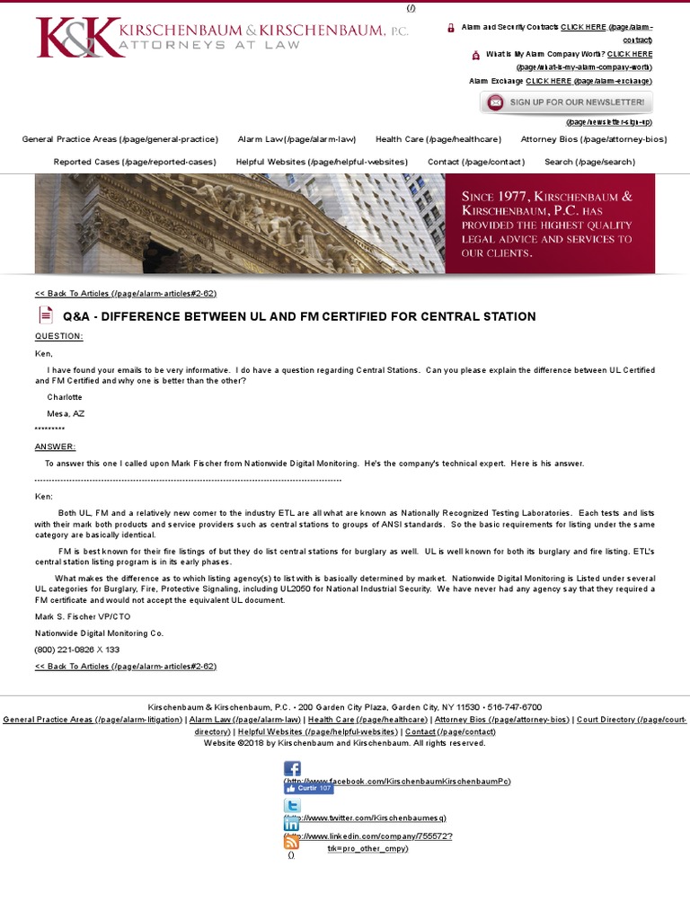 Difference Between UL and FM Certified For Central Station | PDF ...