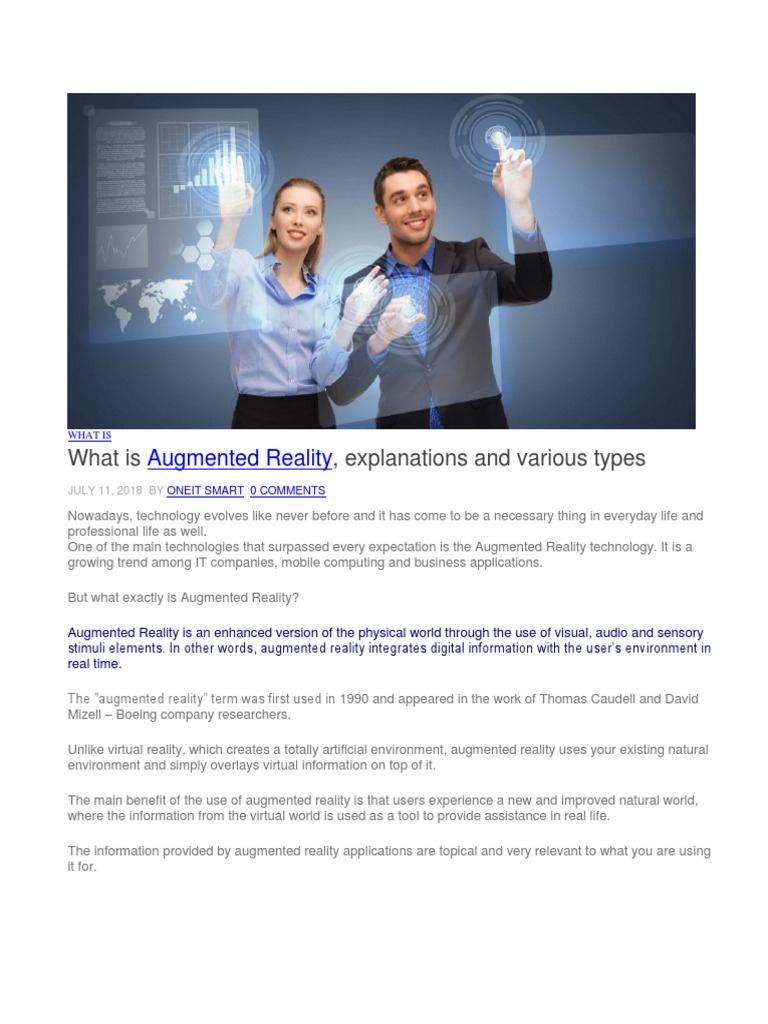 What Is Augmented Reality Explanations A | PDF | Augmented Reality ...