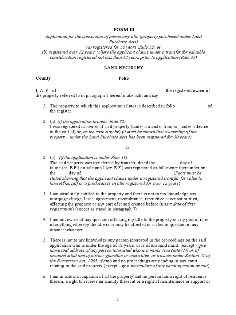 Land Registry Form 10 | PDF | Notary Public | Law And Economics
