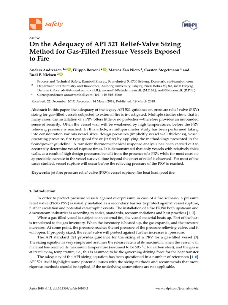 Safety: On The Adequacy of API 521 Relief-Valve Sizing Method For Gas ...