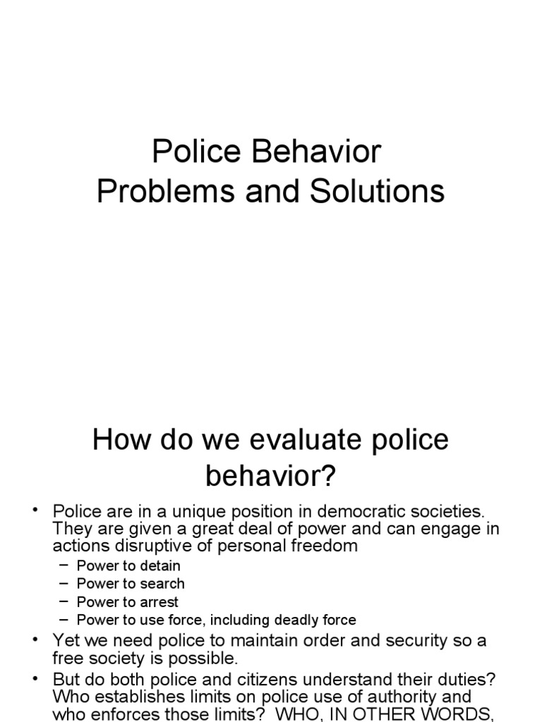 Police Behavior Problems and Solutions | PDF | Police | Miranda Warning