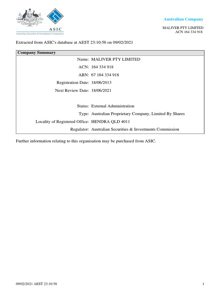 Maliver Pty LTD - Melissa Caddick | PDF