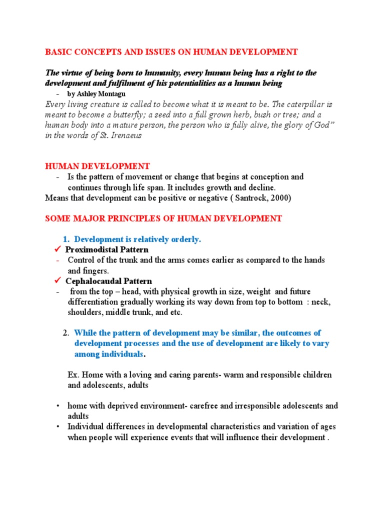 Basic Concepts and Issues On Human Development | PDF | Developmental ...
