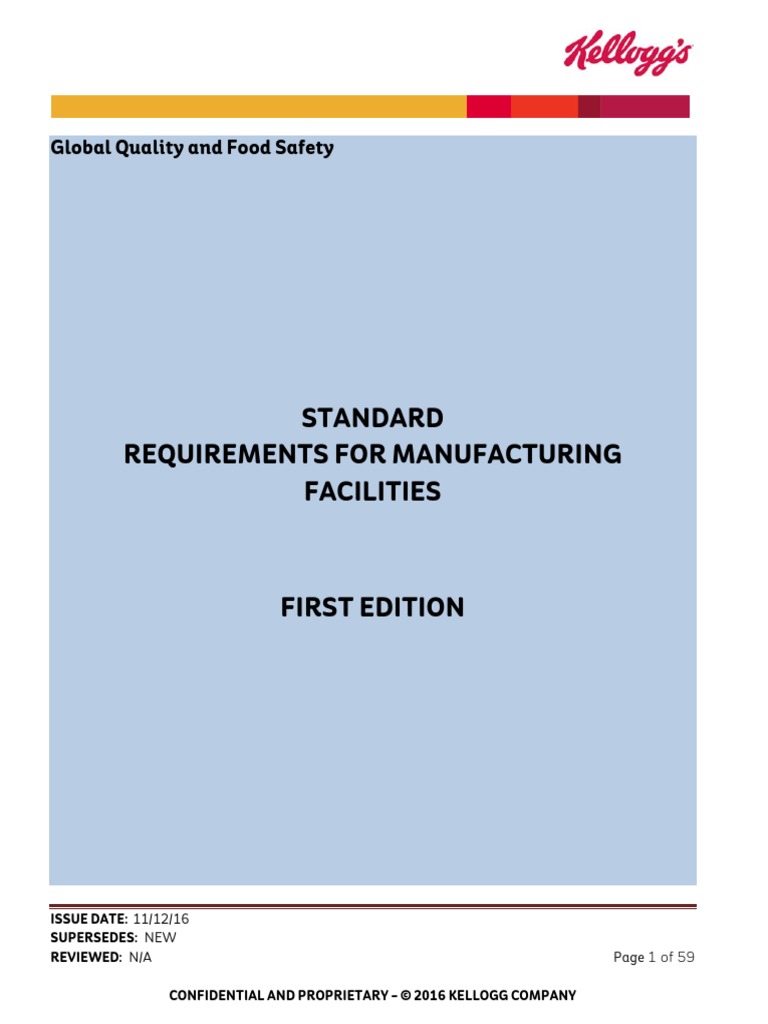 General Standard Requirements For Manufacturing Facilities | PDF | Food ...