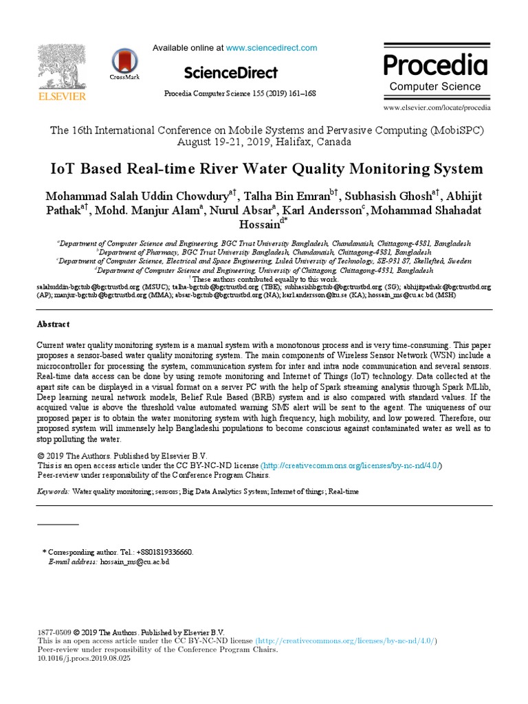 IoT Based Real-Time River Water Quality Monitoring System | PDF ...